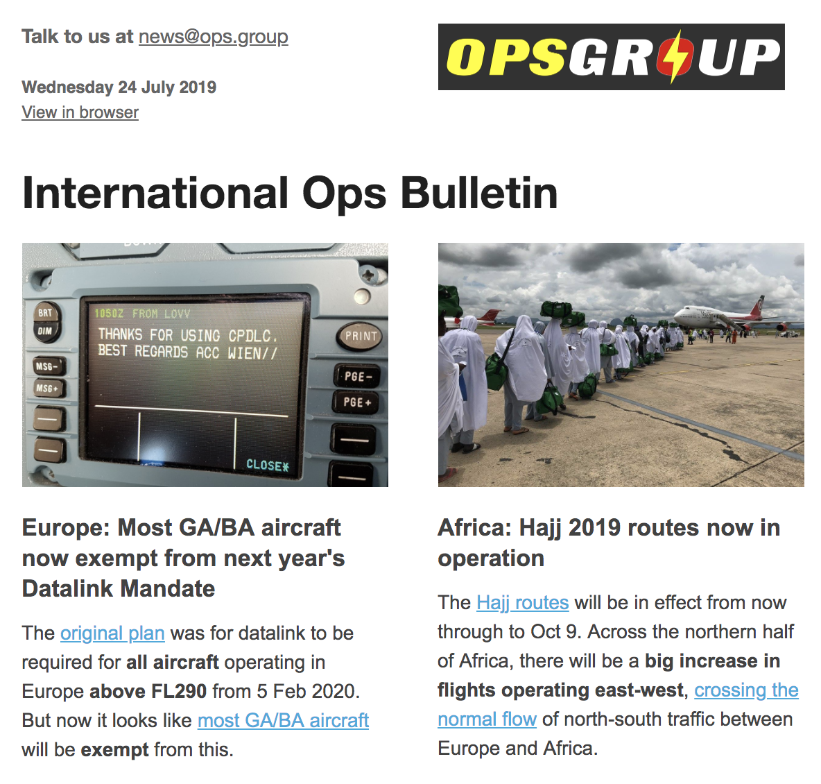 International Ops Bulletin – International Ops 2025 – OPSGROUP