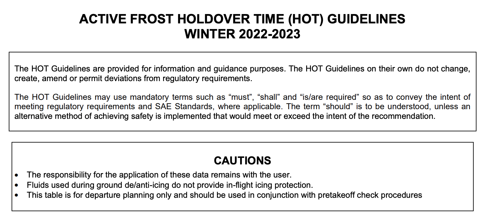 Winter is Coming: Updated Holdover Time Guidelines – International Ops ...