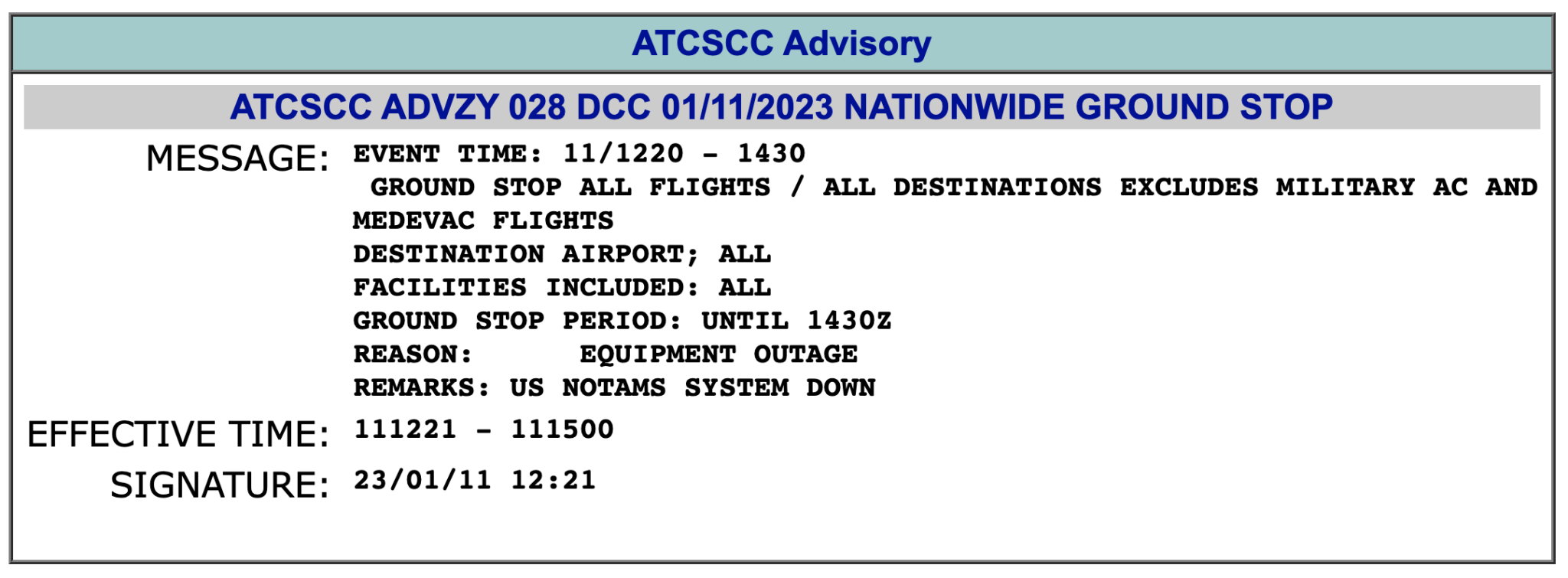 US Grounds All Flights After NOTAM System Failure – International Ops ...