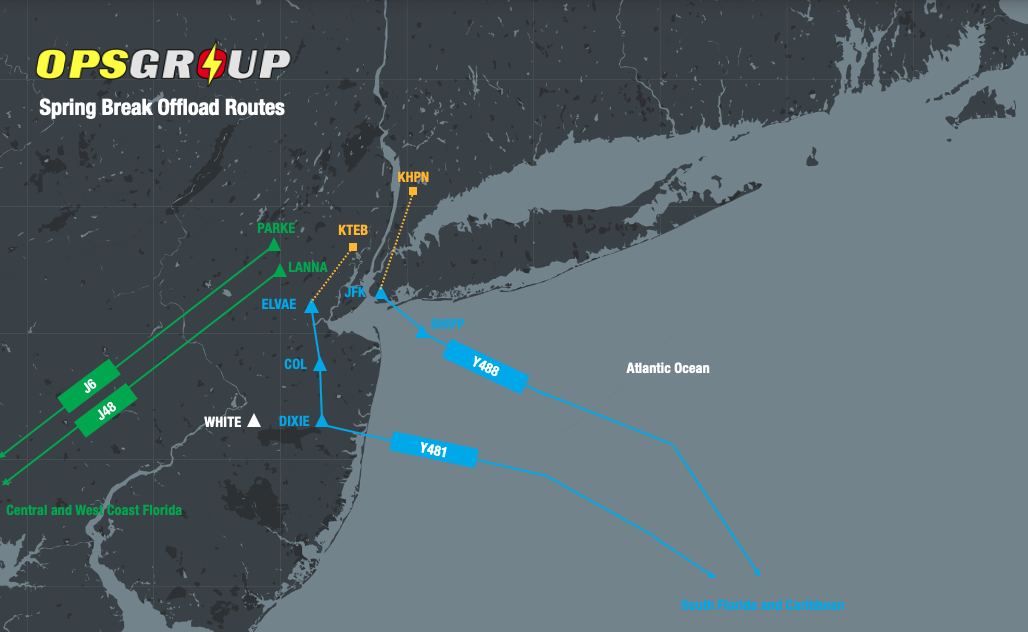 New York Southbound: FAA Suggested Routes to Spring Break ...
