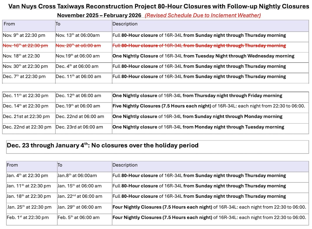 Major runway shutdowns ahead at KVNY/Van Nuys – International Ops 2025 ...